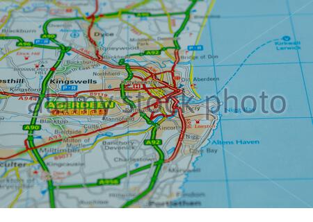 Road Map of Aberdeen, Scotland Stock Photo: 126292581 - Alamy
