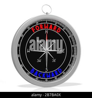 Forward and backward - 3D compass Stock Photo - Alamy