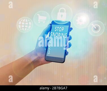 Handwriting text writing Stop Snoring. Conceptual photo noisy breathing ...