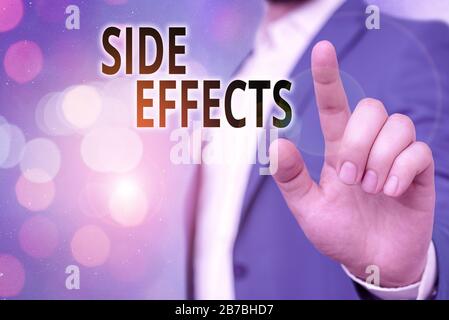 Text sign showing Side Effects. Business photo text Typically ...