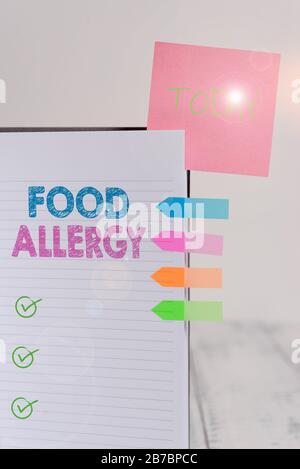 Writing note showing Food Allergy. Business concept for abnormal immune ...