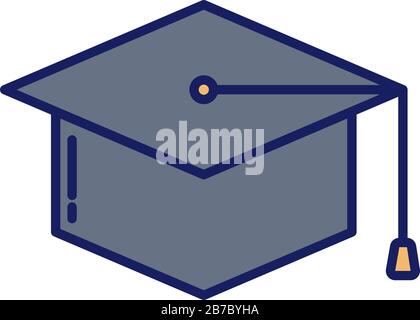 hat graduation with certificate fill style vector illustration design ...