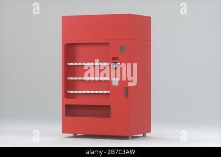 The red model of vending machine with white background, 3d rendering ...