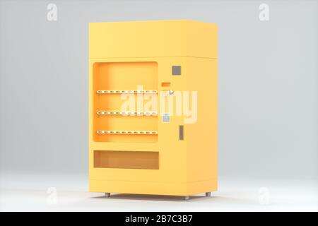 The orange model of vending machine with white background, 3d rendering ...