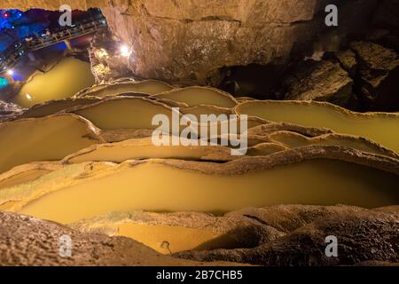 Devine Field or Rimstone Dam in the Lion Hall in Jiuxiang Gorge and ...