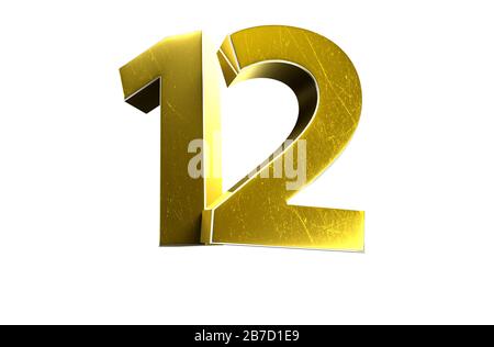 Number 12 gold birthday celebration balloon on a confetti glitter ...