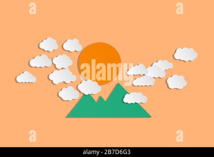 Color image from cardboard. Spring and summer. Clouds and sun Stock ...