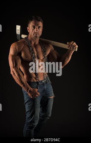 Improve yourself. Man muscular athlete. Attractive guy muscular body ...