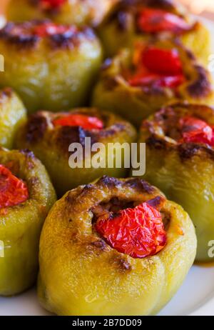 Turkish Dolma Roasted Red Pepper Stuffed with Rice. Traditional Food ...