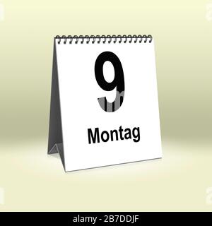 A calendar in German language shows Monday 26th | Ein Kalender für den ...