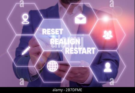Handwriting text Reset Realign Restart. Conceptual photo Life audit ...