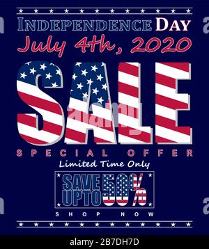 Special offer sale. Fourth of July USA, balloons & flag banner. United ...