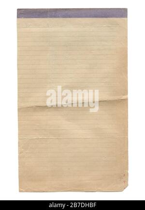 Wrinkled Yellow Lined Note Book Paper Background Texture Stock Photo ...