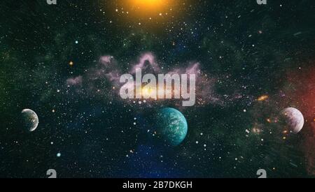 Infinite beautiful cosmos background with nebula and stars. Elements of ...