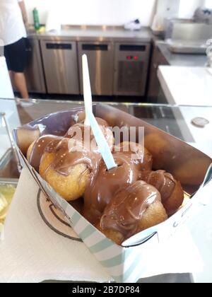 Turkish Dessert Lokma with Chocolate Sauce / Round Fried Dough Balls ...