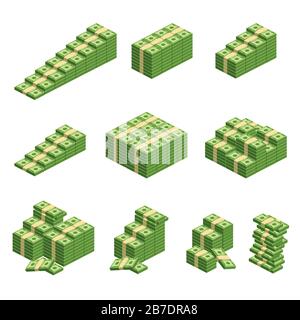Huge packs of paper money. Bundle with cash bills Stock Vector Image ...