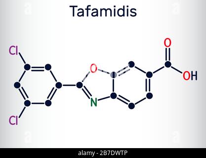 Tafamidis familial amyloid polyneuropathy (FAP) drug molecule. Skeletal ...