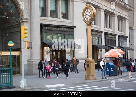 Eataly Caffe is a popular spot on Broadway to eat and from outside view ...