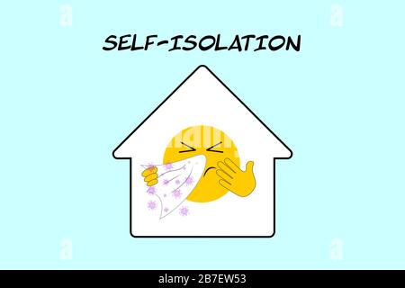 Stay home, sneezing emoji with virus at home and community emojis ...