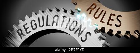 Rules, regulations - gears concept - 3D illustration Stock Photo - Alamy