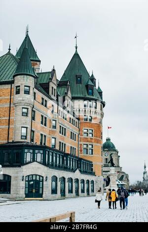 Beautiful architectural building of Quebec - the Chateau Frontenac ...