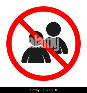 prohibited people together symbol, crowd and cross icon over white ...