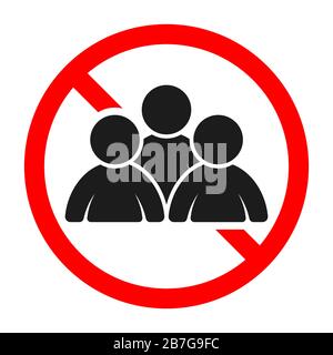 prohibited people together symbol, crowd and cross icon over white ...