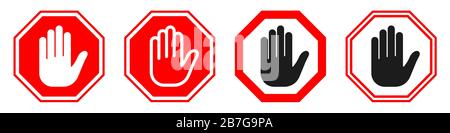 Hand forbidden signs. Set of blocking signs with hand icon. Vector ...