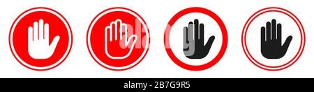 Hand forbidden signs. Set of blocking signs with hand icon. Vector ...