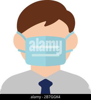 Man icon wearing medical mask and surrounded by corona virus covid-19 ...