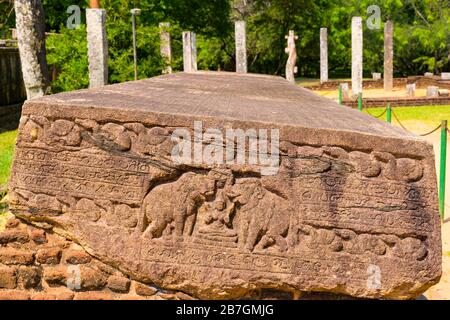 Gal Pota Stone Book at the ancient city Polonnaruwa, Sri Lanka Stock ...