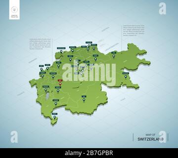 Switzerland map with borders, cities, capital and administrative ...