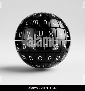 Keyboard sphere with letters. 3d rendering illustration Stock Photo - Alamy