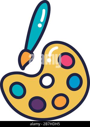 Paint palette and brush line and fill style icon design, Art creativity ...