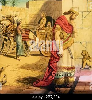 Nebuchadnezzar II, King of babylon, 605 - 562 BC, after ancient relief ...