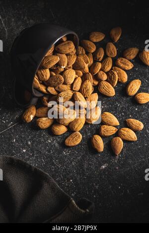 top view of almond nuts in a packet Stock Photo - Alamy