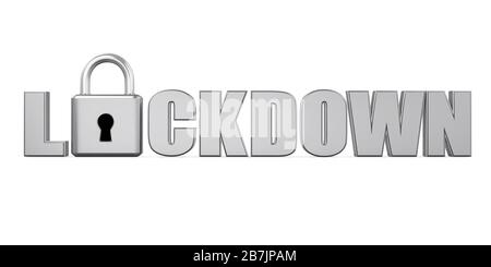 Lockdown Text with Padlock Illustration Stock Photo - Alamy