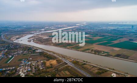 Landscape of Weihe River or Wei River in Xi'an city, northwest China's ...
