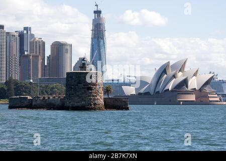Historic Pinchgut Island (Fort Denison), Sydney Harbour, Australia seen ...