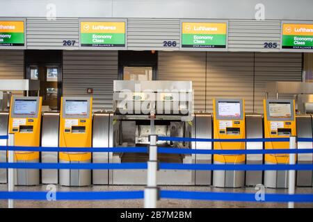 check in counter, Lufthansa ticket counter, Frankfurt airport, Germany ...