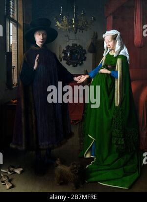 Jan van Eyck - Portrait of Giovanni Arnolfini and his Wife (detail ...
