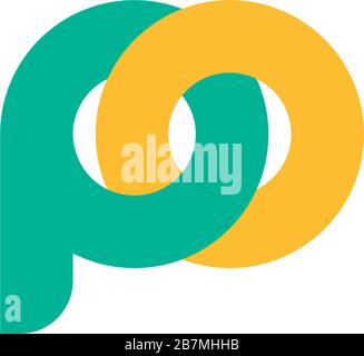 letter po linked chain simple geometric design symbol logo vector Stock ...