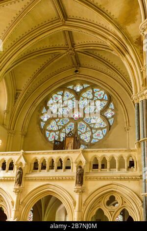 Stained glass inside the private chapel at Tyntesfield House, nr ...