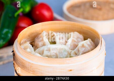 Close-Up of Freshly Made Chinese Dumplings – Ready to Cook Stock Photo ...