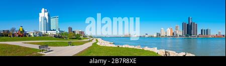 Downtown Windsor Ontario Canada border of the Detroit River and Detroit ...