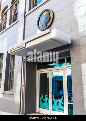 GitHub logo, Octocat, at the San Francisco headquarters. GitHub, a ...