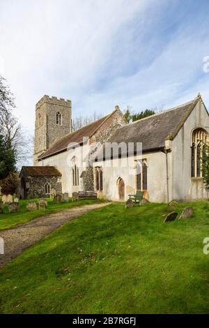 Historic village parish church at Bedingfield, Suffolk, England, UK ...