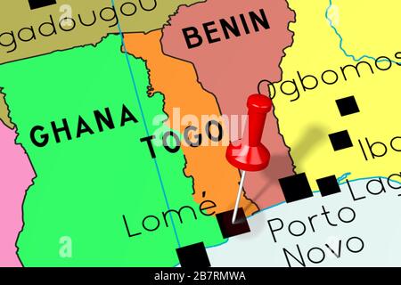 Togo political map with capital Lomé and international borders ...