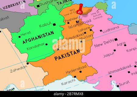 Pakistan political map with capital Islamabad and borders. Islamic ...
