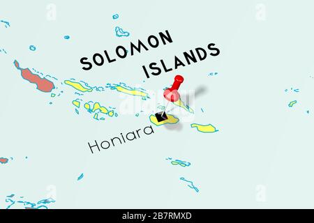 Solomon Islands political map with capital Honiara on Guadalcanal ...